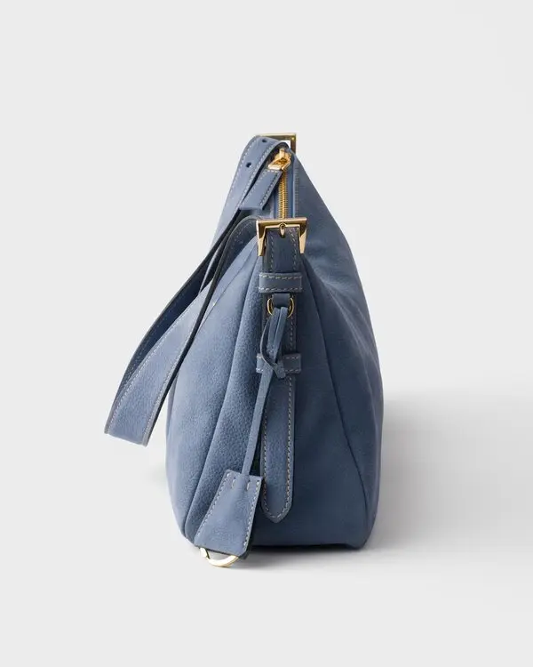 Prada Aimée Large Nubuck Leather Shoulder Bag - Aviation Blue