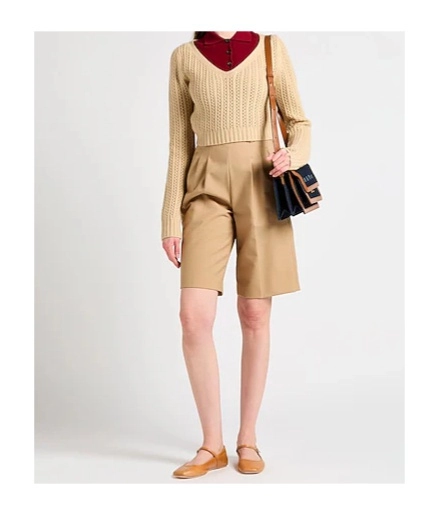 Max Mara V-neck Cable-knit Cropped Sweater