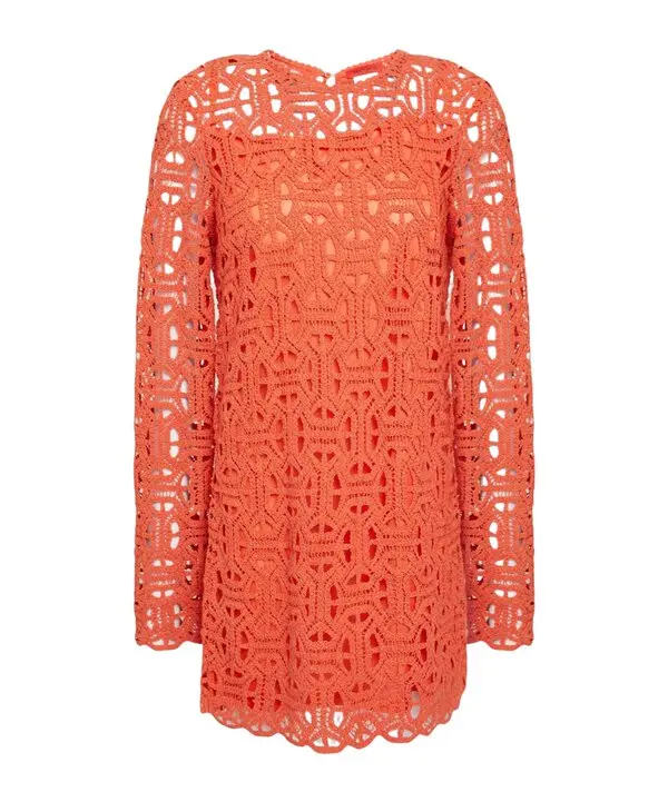 MAXCO. Max&co. Crochet Mini Dress With Long Sleeves - Red