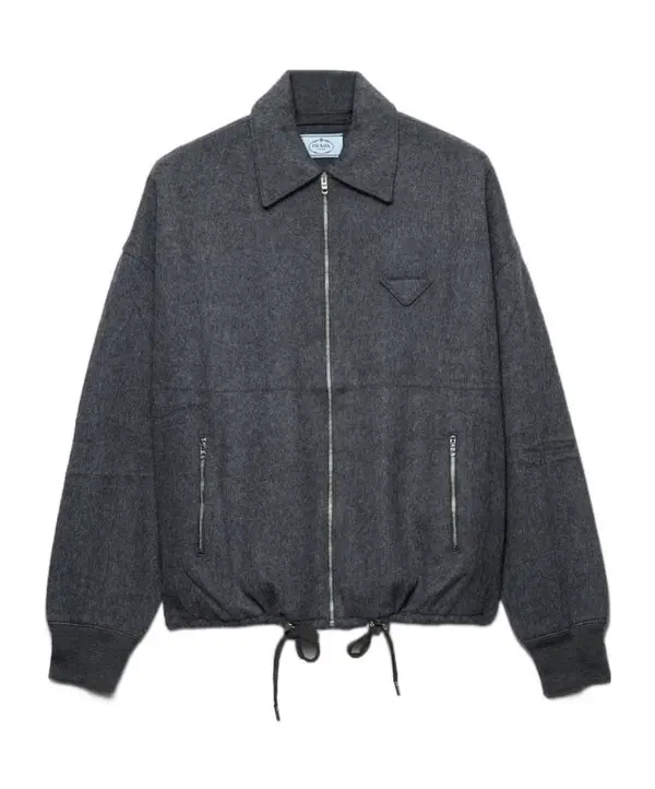 Prada Zipped Cardigan With Triangle Patch
