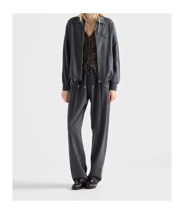 Prada Zipped Cardigan With Triangle Patch