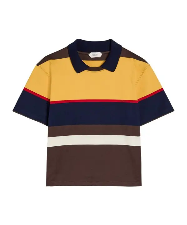 Versace Striped Cotton Polo T-shirt - Green