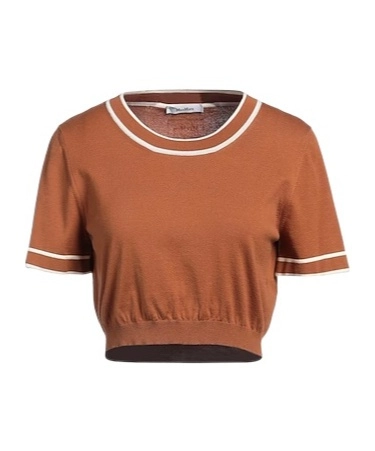 Max Mara Two-tone Crewneck Short Sleeve Knit Top - Brown