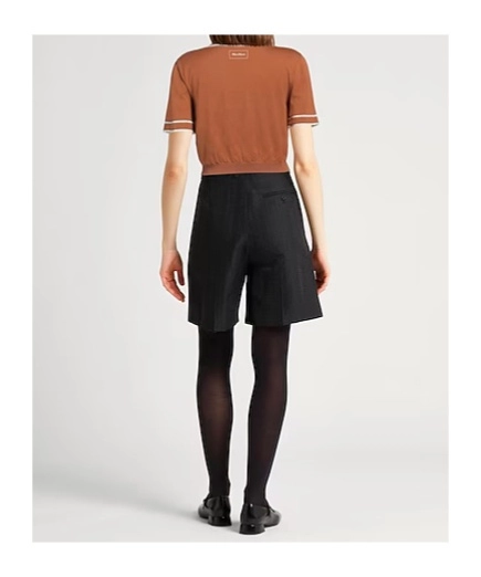 Max Mara Two-tone Crewneck Short Sleeve Knit Top