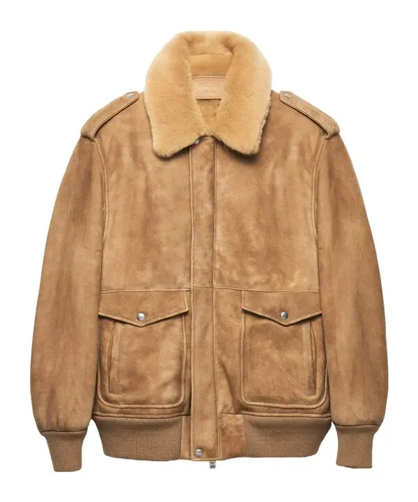 Prada Suede And Shearling Bomber Jacket