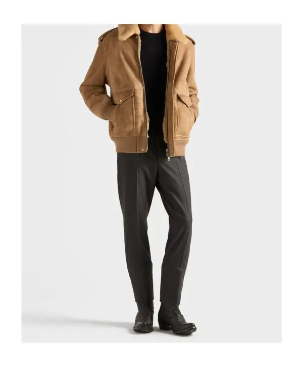 Prada Suede And Shearling Bomber Jacket