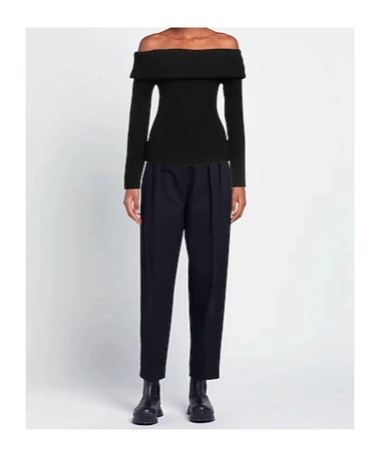 Tory Burch Off-the-shoulder Ribbed Knit Sweater