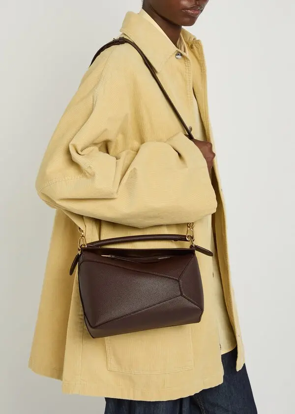 Loewe Puzzle Edge Small Leather Top Handle Bag - Black
