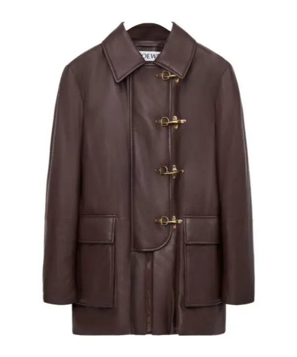 Loewe Coat In Nappa Lambskin - Brown
