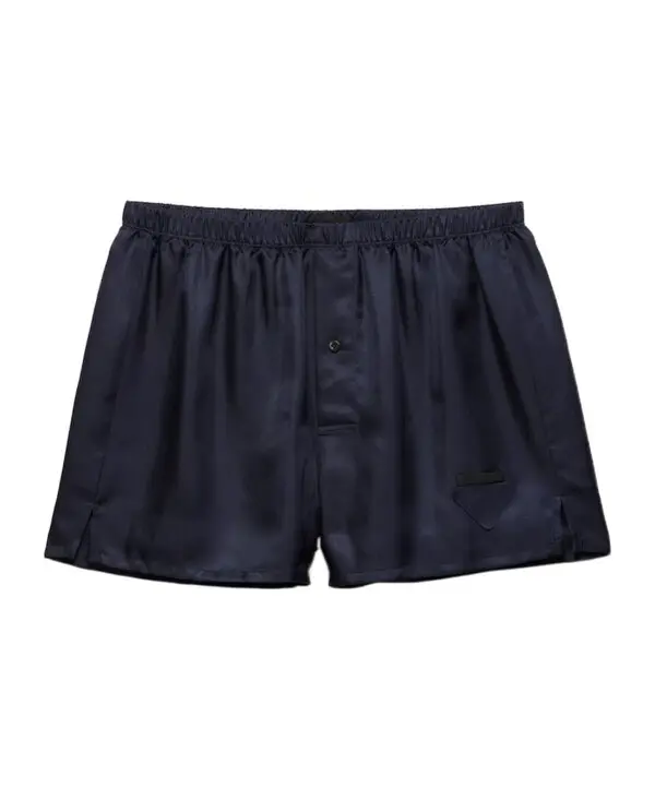 Prada Silk Boxer Shorts With Logo Detail