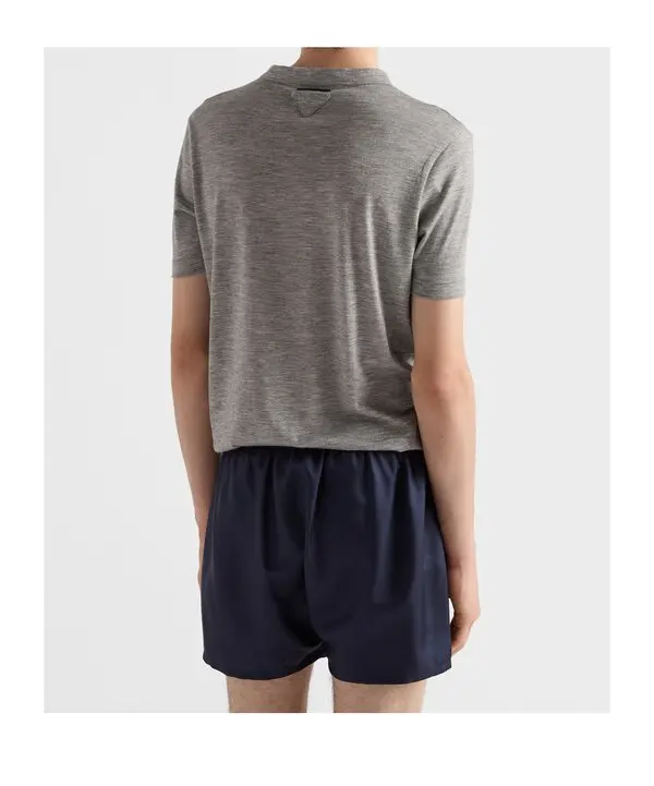 Prada Silk Boxer Shorts With Logo Detail
