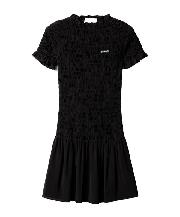 Miu Miu Georgette Mini-dress With Logo Tag