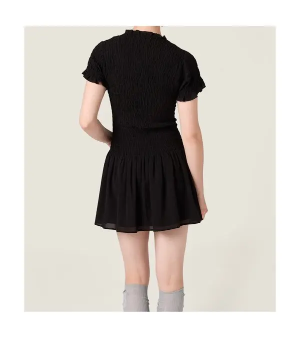 Miu Miu Georgette Mini-dress With Logo Tag