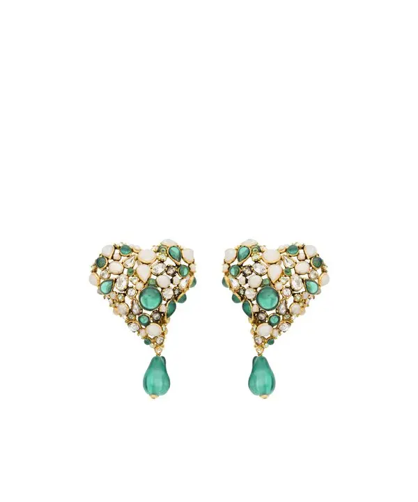 Saint Laurent Heart-shaped Pendant Earrings - Yellow