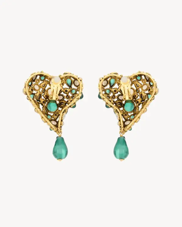 Saint Laurent Heart-shaped Pendant Earrings