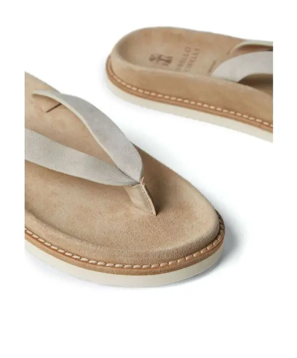 Brunello Cucinelli Suede Flip Flops