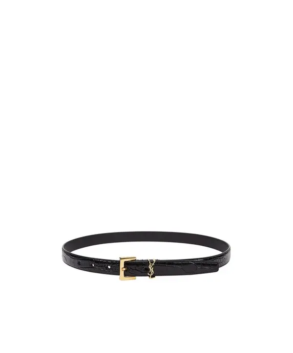 Saint Laurent Patent Leather Crocodile Pattern Belt
