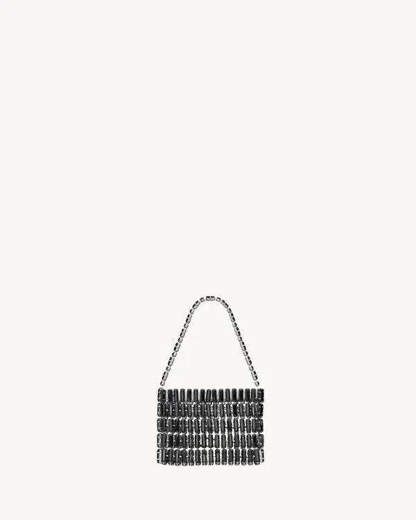 Saint Laurent Micro Evening Bag In Crystals - Black