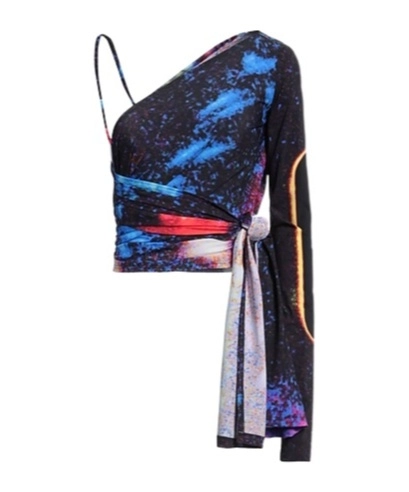 MAISON MARGIELA One-shoulder Printed Top - Black