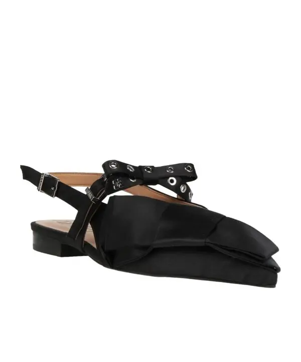GANNI Pointed-toe Bow Flats - Black