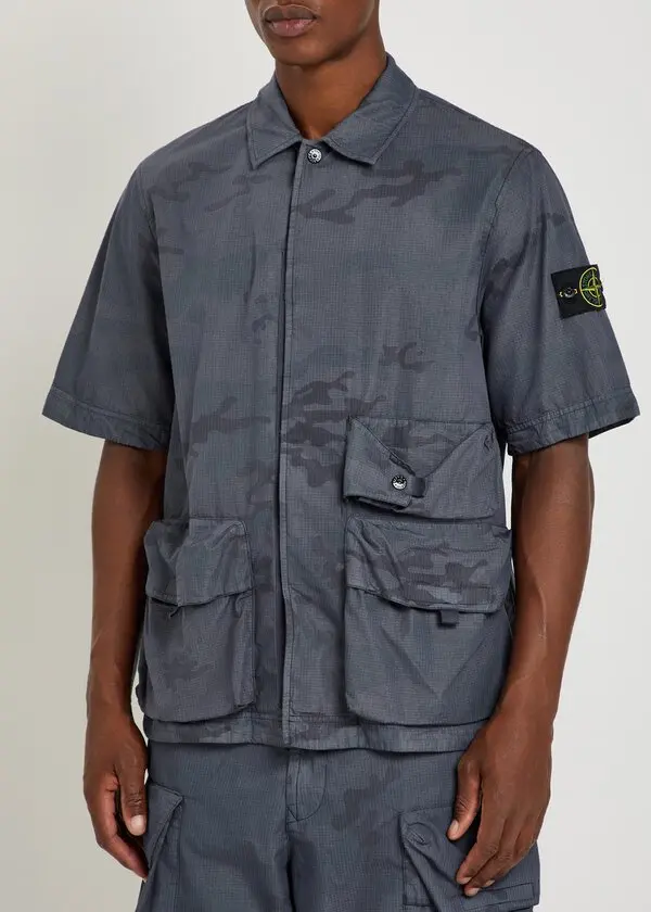 Stone Island Camo-print Cotton-blend Shirt
