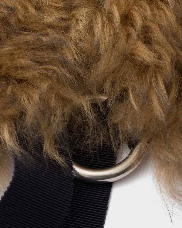 Prada Shearling Collar With Grosgrain Ribbon Trim