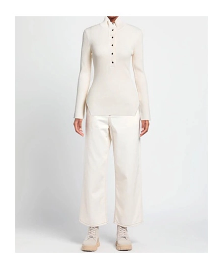 GANNI Mandarin Collar Long Sleeve Polo Neck Top