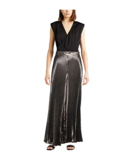 Max Mara High-waisted Pleated Metallic Wide-leg Pants