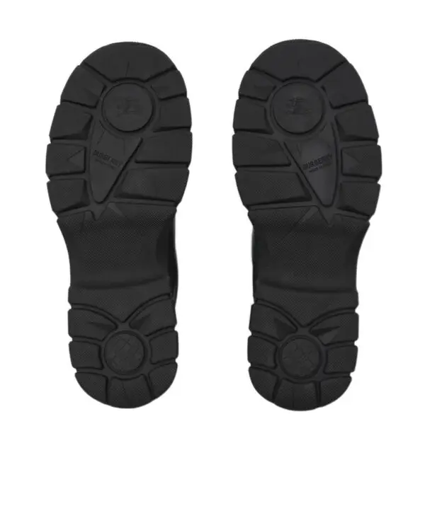 Burberry Leather Lace-up Boots With Wavy Sole - Black