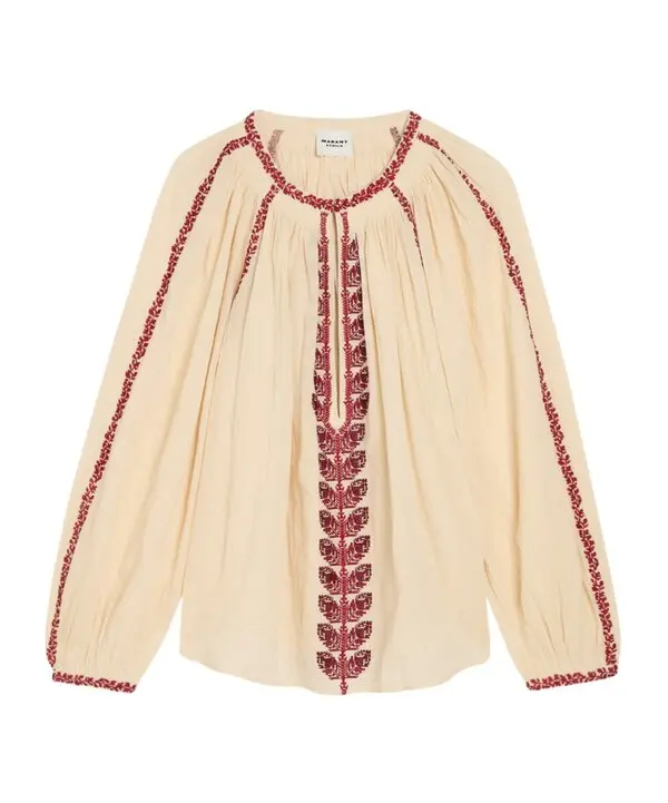 Isabel Marant Étoile Embroidered Cotton Blouse - Nude