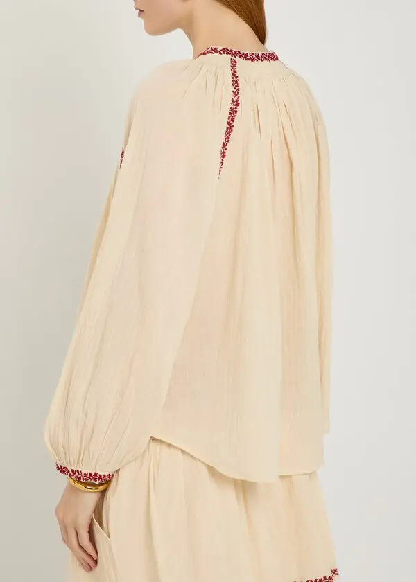 Isabel Marant Étoile Embroidered Cotton Blouse - Nude