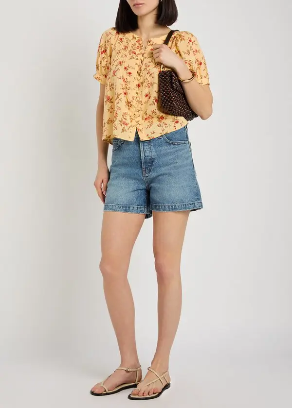 REFORMATION Calia Floral-print Puff Sleeve Blouse