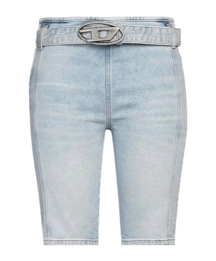DIESEL® Medium Wash Denim Shorts With Belt Detail
