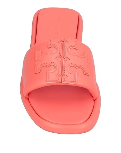 Tory Burch Flat Leather Sandals With Square Toe And Embossed Logo - Pink