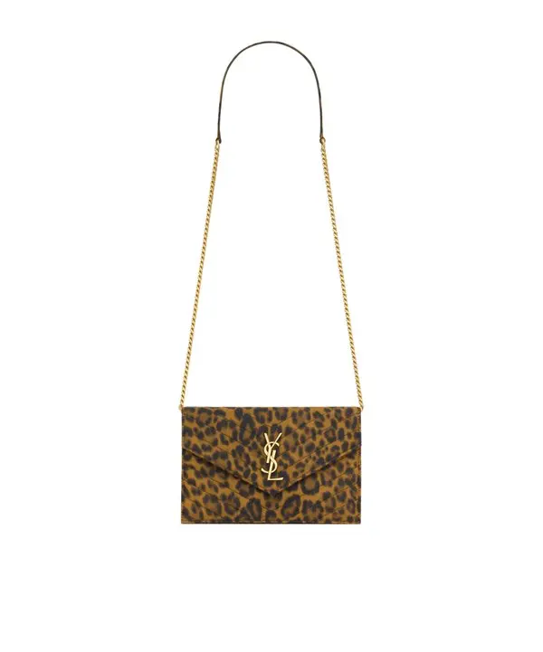 Saint Laurent Cassandre Envelope Chain Wallet In Canvas