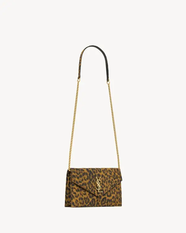 Saint Laurent Cassandre Envelope Chain Wallet In Canvas