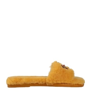 Tory Burch Embellished Fur Slides
