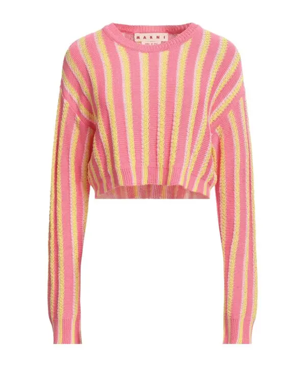 Marni Crochet-knit Striped Cropped Jumper