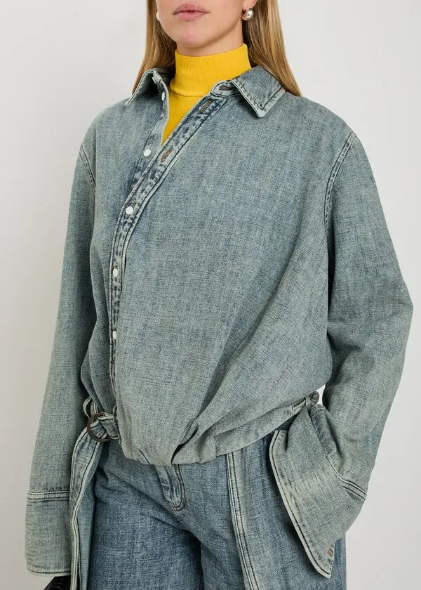 Loewe Draped Belted Denim Shirt