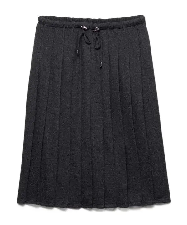 Prada Pleated Jersey Skirt With Drawstring Closure - Slate Grey