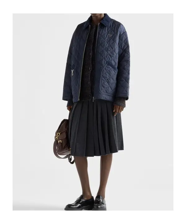 Prada Pleated Jersey Skirt With Drawstring Closure - Slate Grey
