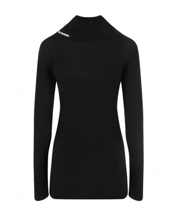 JIL SANDER Long-sleeved Knitted Top With Half-zip - Black