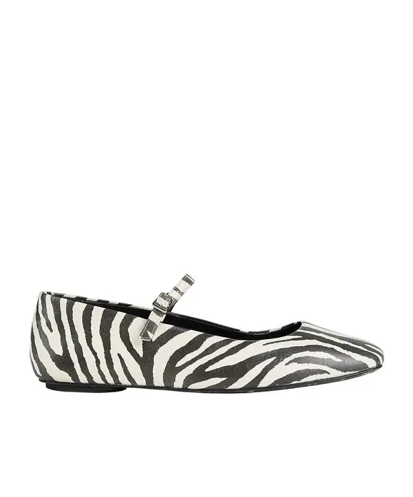 MAXCO. Max&co. Zebra Print Leather Mary Jane Flats