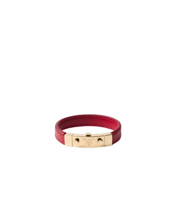 Prada Saffiano Leather Logo Bracelet