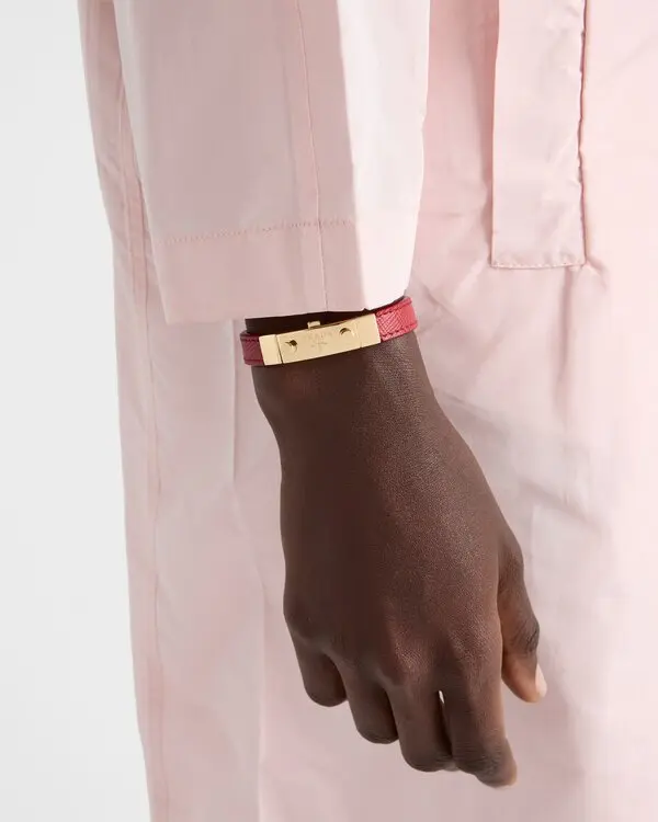 Prada Saffiano Leather Logo Bracelet