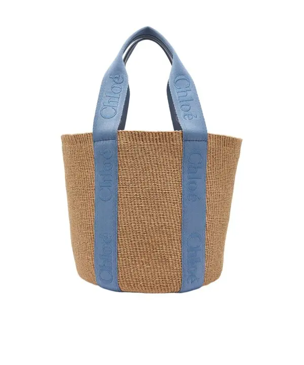 Chloé Woody Logo-embroidered Raffia Basket Bag