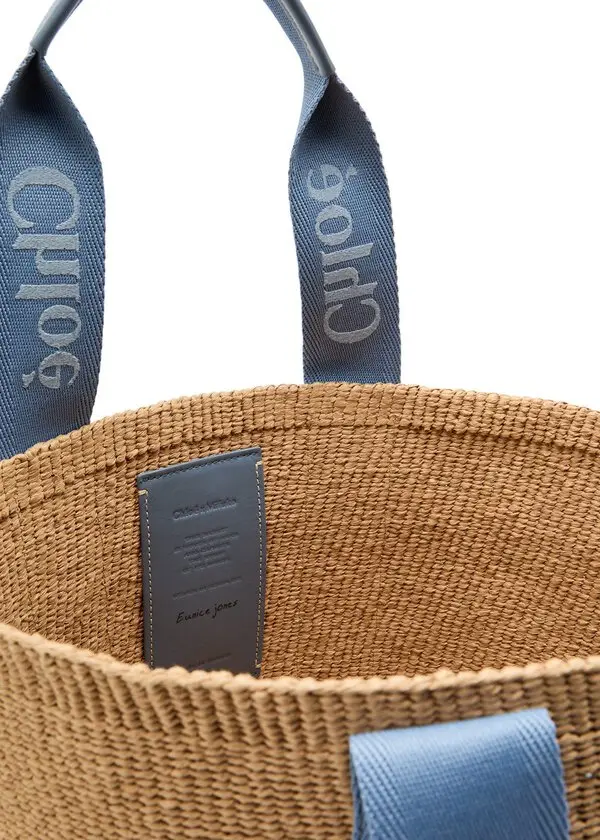 Chloé Woody Logo-embroidered Raffia Basket Bag