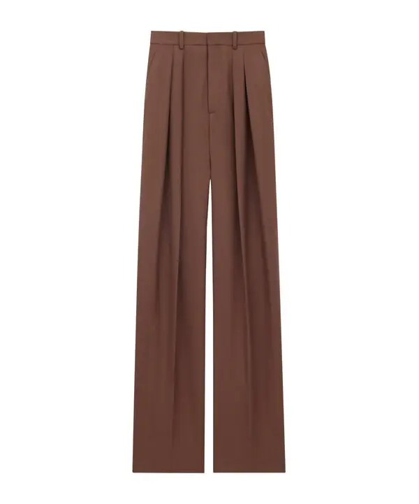 Saint Laurent Wide-leg Wool Gabardine Trousers