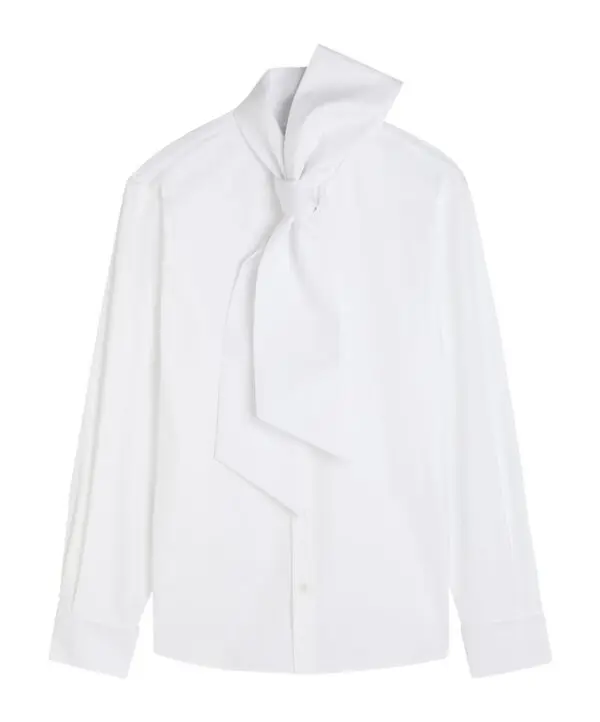 Saint Laurent Scarf-effect Cotton-poplin Shirt - White