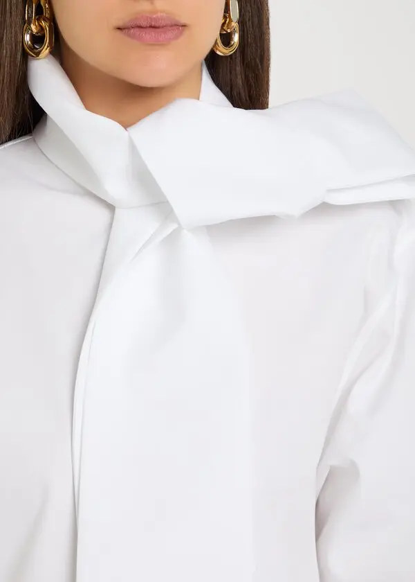 Saint Laurent Scarf-effect Cotton-poplin Shirt - White